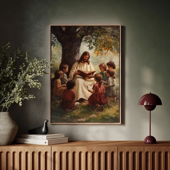 Kna Prints - Poster Jesus Teaching Children Under A Tree - Heartwarming ...