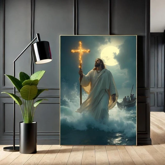 Kna Prints - Poster Jesus Walking On Water Poster, Moonlight Miracle ...