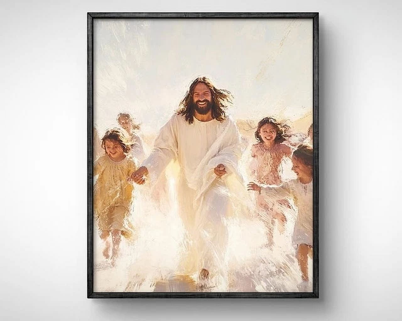 Kna Prints - Poster Jesus With Kids, Jesus And Girl, Christian Art ...