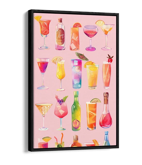 Kna Prints - Poster Light Pink Array Of Cute Cocktails -Float Effect ...