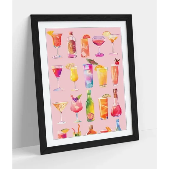 Kna Prints - Poster Light Pink Array Of Cute Cocktails - Wall Art ...