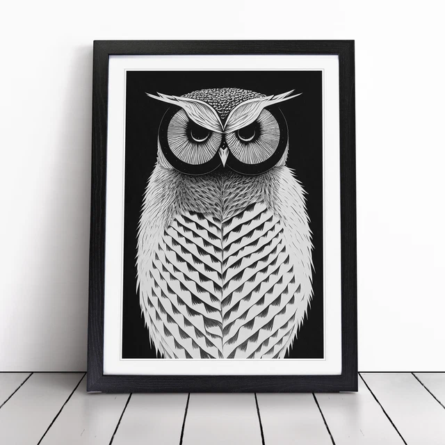 Kna Prints - Poster Monochrome Owl No.6 Picture Poster Decor, UNFRAMED ...