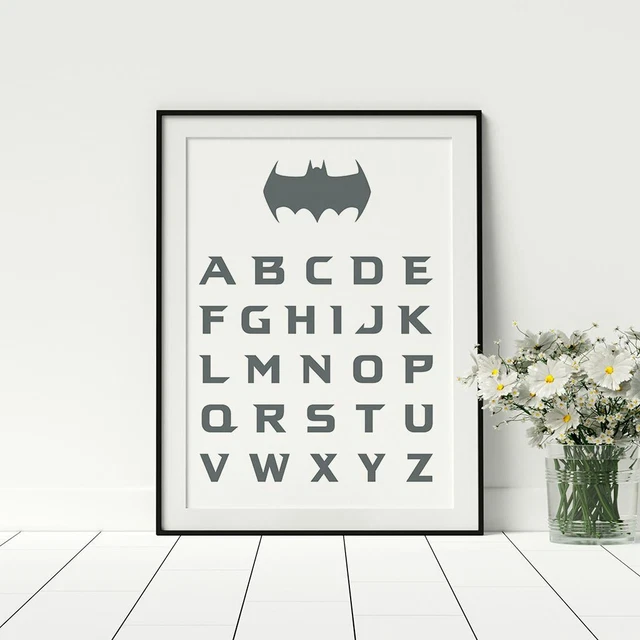 Kna Prints - Poster Nursery Batman Alphabet Print Artwork Boys Bedroom ...