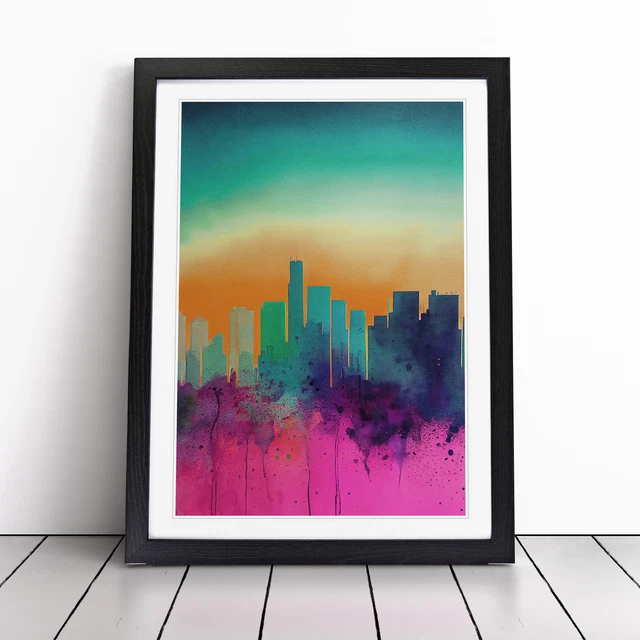 Kna Prints - Poster Paint Drip City Skyline No.4 Abstract Picture ...