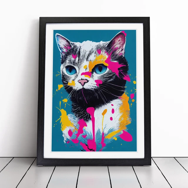 Kna Prints - Poster Paint Splat Cat No.3 Picture Poster Decor, UNFRAMED ...