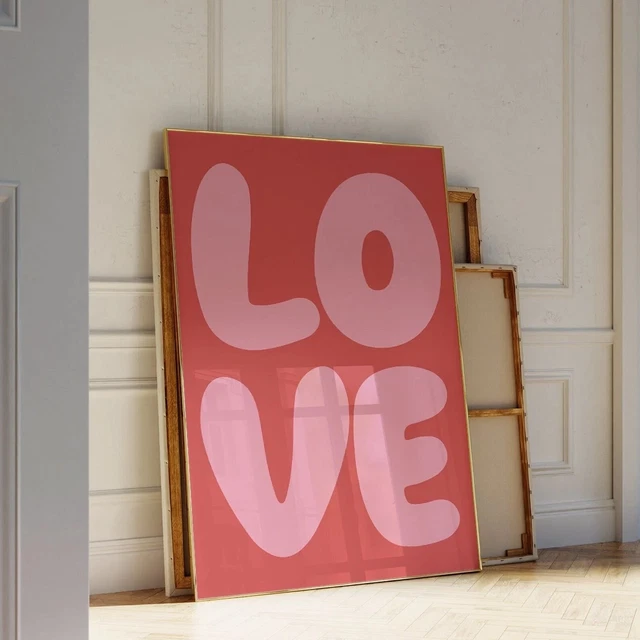 Kna Prints - Poster Pink Red Love Print Typography Poster Trendy Wall ...