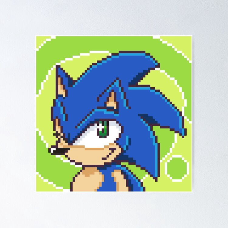 Kna Prints - Poster Pixel Art Sonic Pin Button Sonic The Hedgehog Pin ...