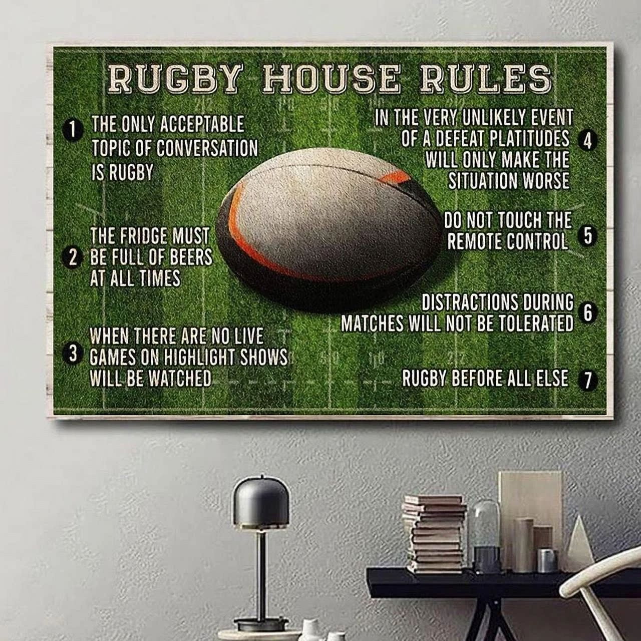 Kna Prints - Poster Rugby House Rules Landscape Poster, UNFRAMED-12x18 ...