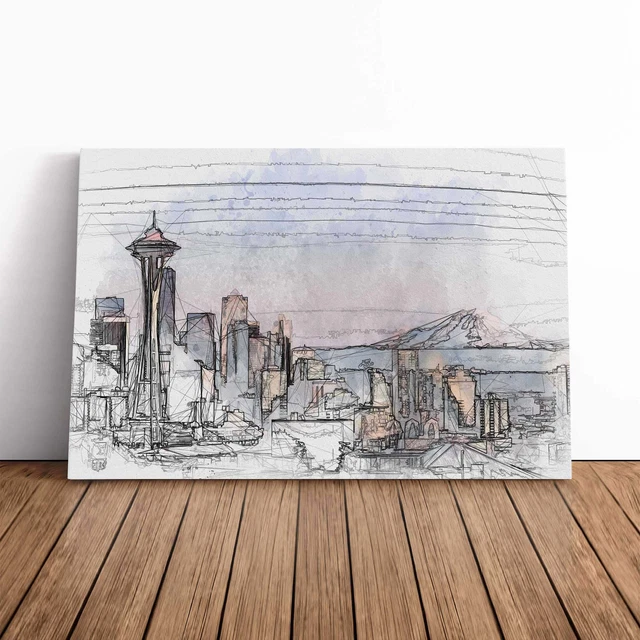 Kna Prints - Poster Seattle Skyline In Abstract Landscape Picture ...