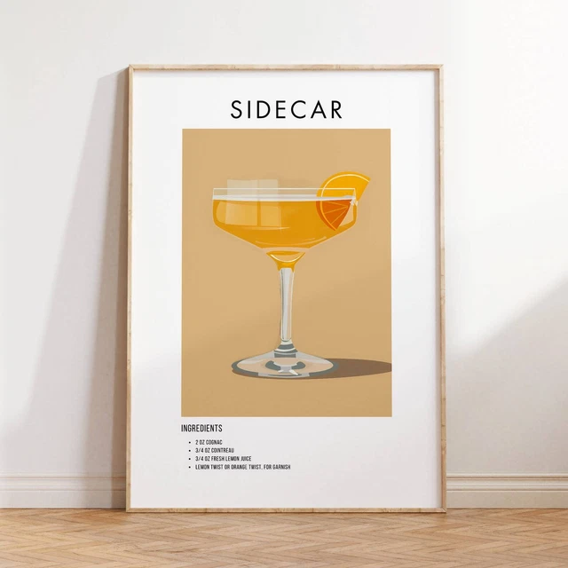 Kna Prints - Poster Sidecar Poster Cocktail Art Wall Decor Bar Decor ...