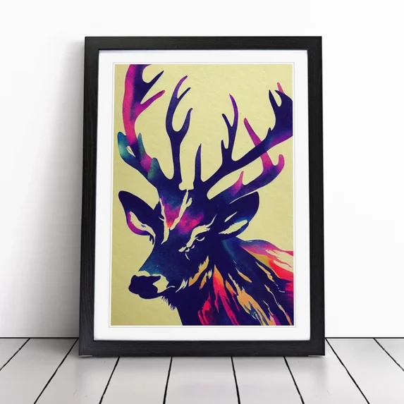 Kna Prints - Poster Splashed Stag No.2 Picture Poster Decor Living Room ...