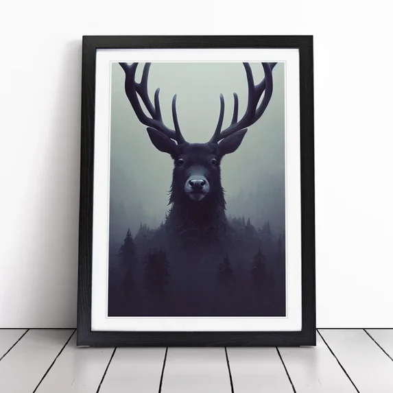 Kna Prints - Poster Stag In The Forest Picture Poster Decor Living Room ...