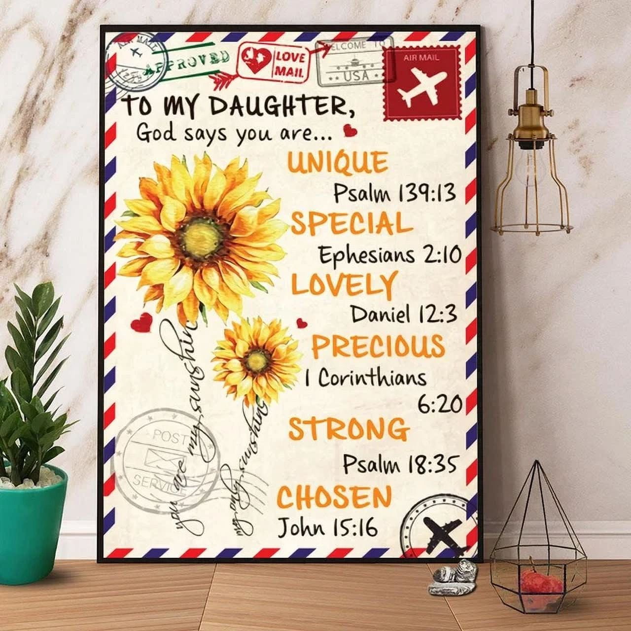 Kna Prints - Poster Sunflowers To My Daughter God Says You Are Air Mail ...