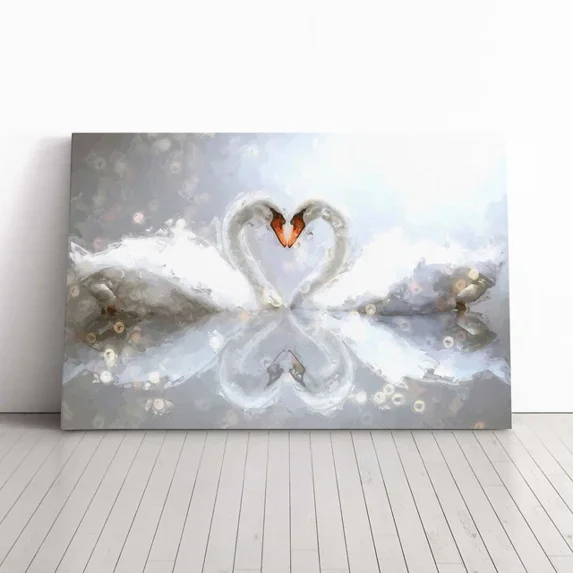 Kna Prints - Poster Swans Forming A Love Heart In Abstract Bird Decor ...