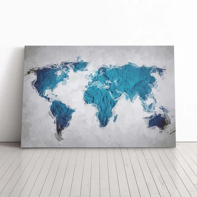 Kna Prints - Poster Teal Blue Map Of The World In Abstract Picture ...