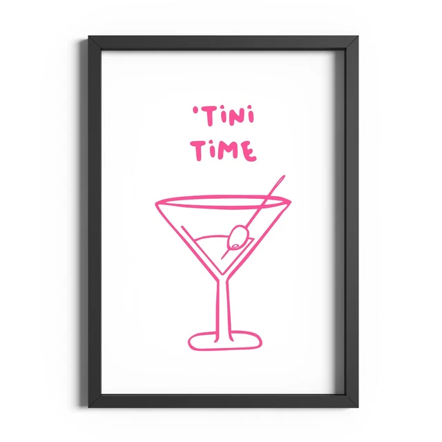 Kna Prints - Poster Tini Time Kitchen Picture Pink Cocktail Wall Art ...