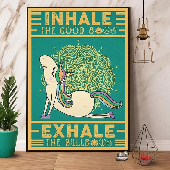 Kna Prints - Poster Unicorn Doing Yoga Inhale The Good Exhale The ...