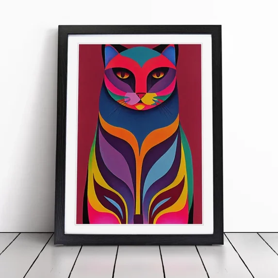 Kna Prints - Poster Vibrant Cat Abstract Picture Poster Decor, UNFRAMED ...