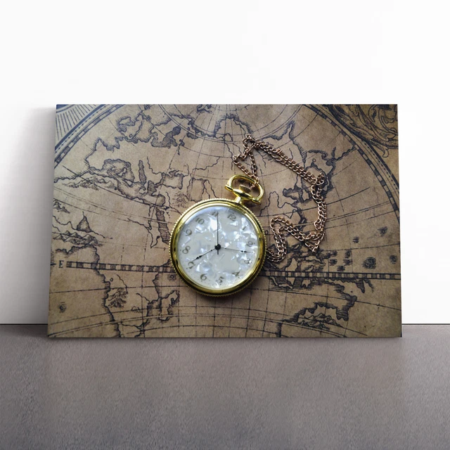 Kna Prints - Poster Vintage Pocket Watch And World Map Picture ...