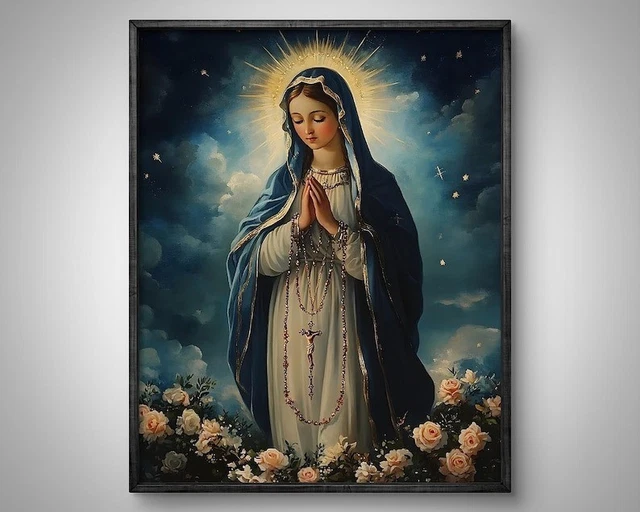 Kna Prints - Poster Virgin Mary Prays Art Painting, Mother Of Jesus ...