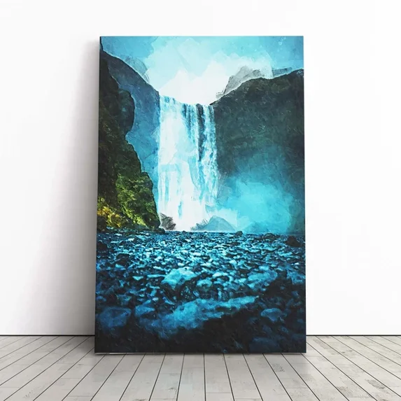 Kna Prints - Poster Waterfall Path In Iceland In Abstract Landscape ...