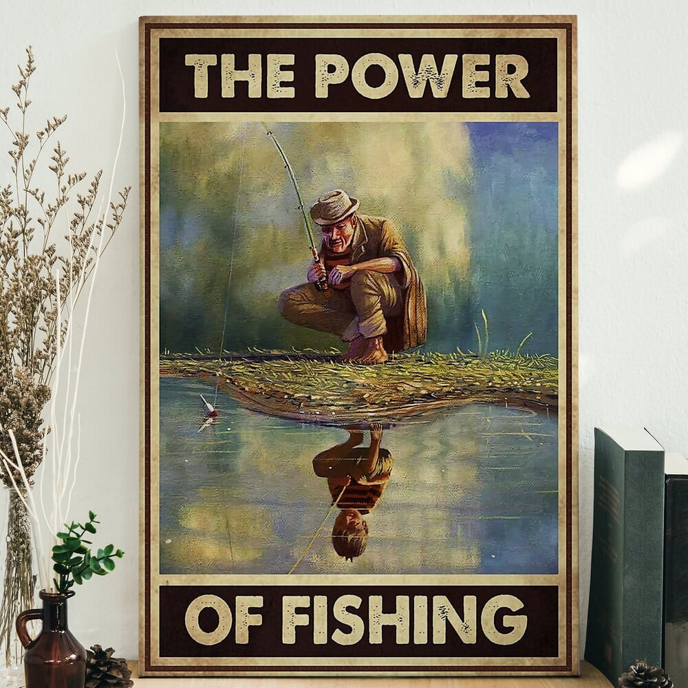 Kna Prints - The Power Of Fishing Retro Poster, Fishing Poster, Fishing ...