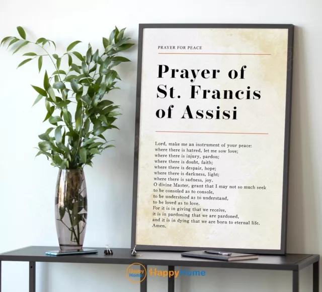 Kna Prints - Prayer Of St. Francis Of Assisi Wall Art Prayer For Peace ...