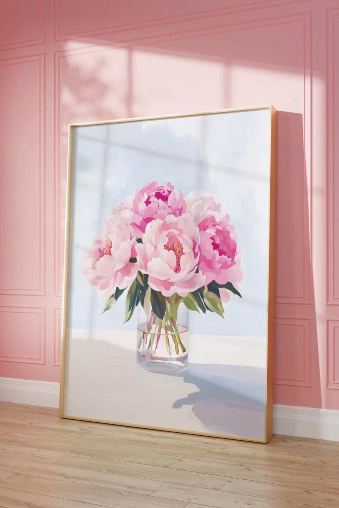 Kna Prints - Preppy Floral Painting Chinoiserie Art, Preppy Blue Pink ...