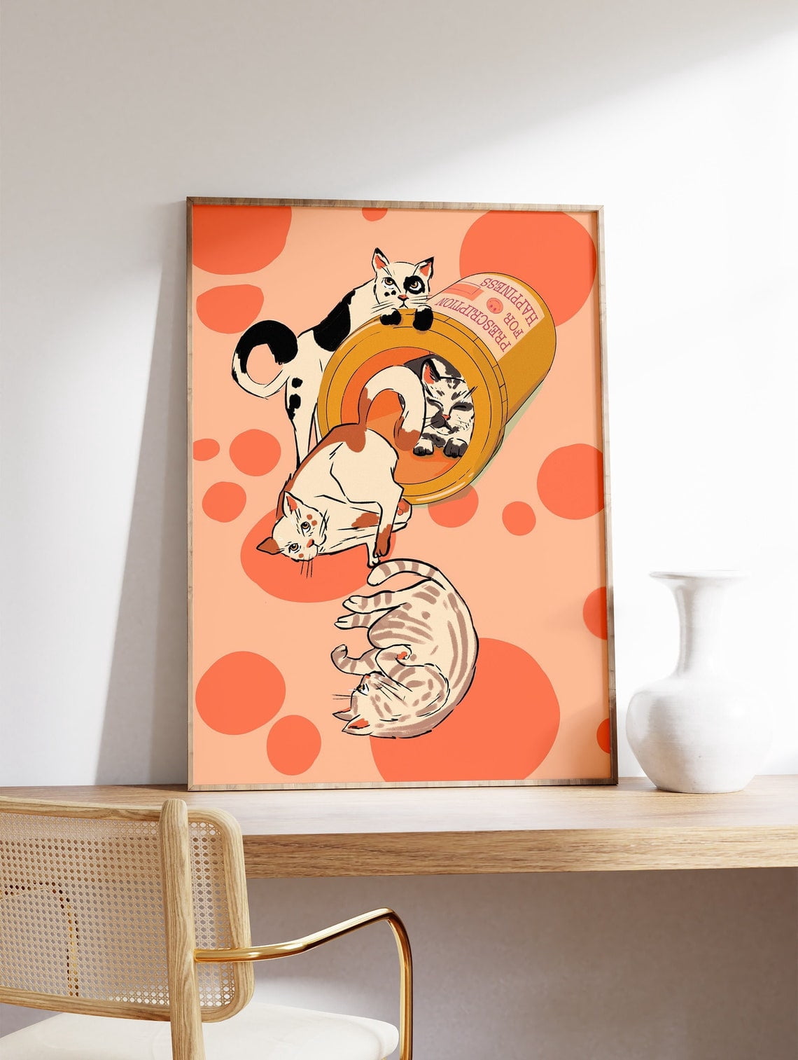 Kna Prints - Prescription For Happiness, Cat Poster, Cat Art Print ...