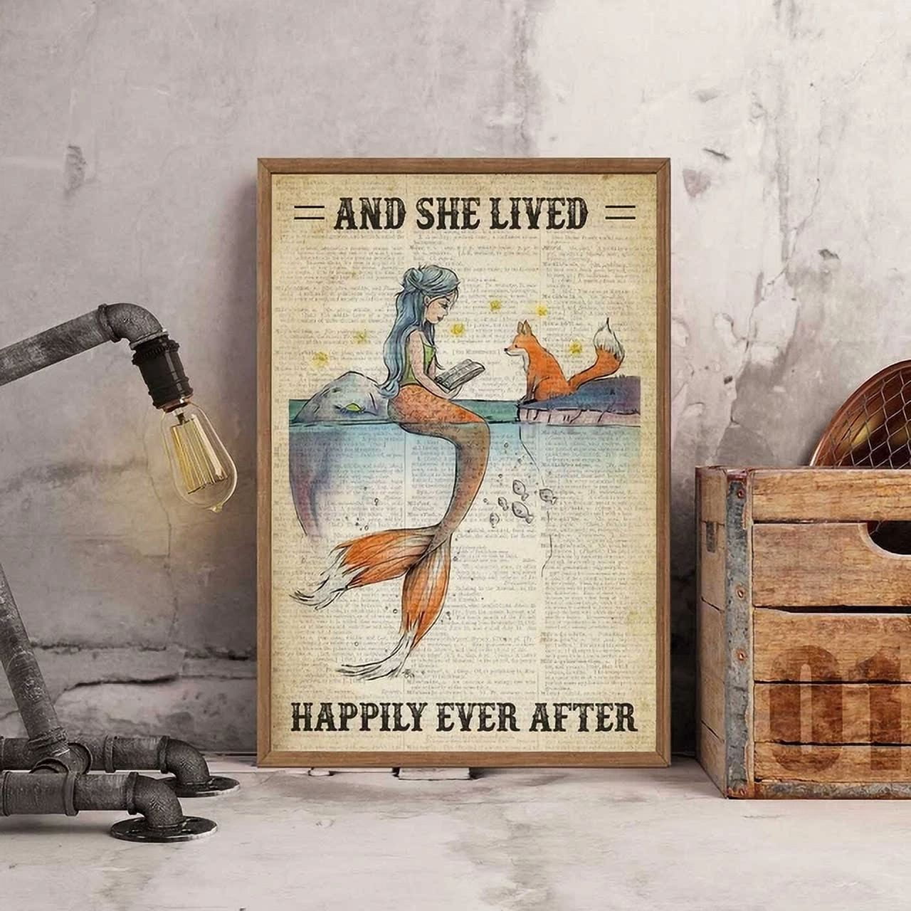 Kna Prints - Pretty Mermaid And She Live Happily Ever After Vintage ...