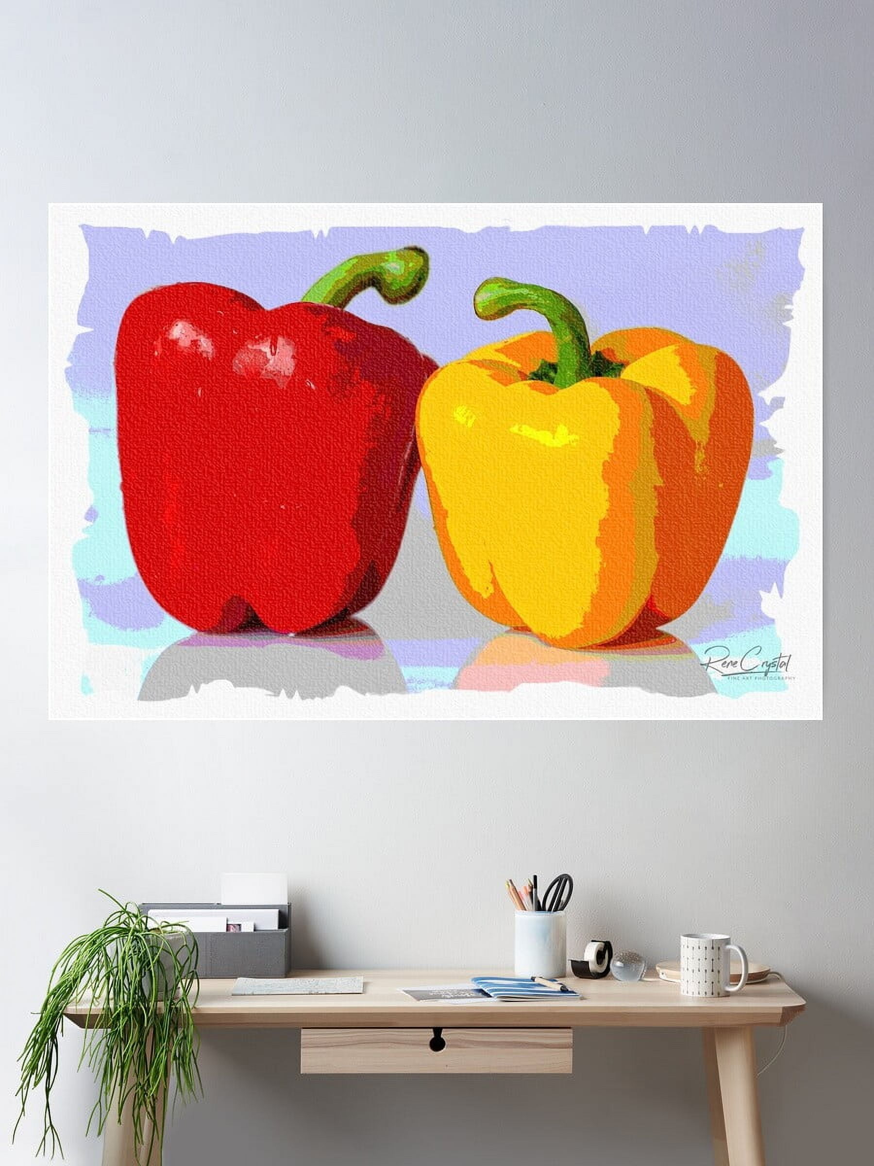Kna Prints - Pretty Posterized Pepper Pair Poster Wall Art, Modern Wall ...