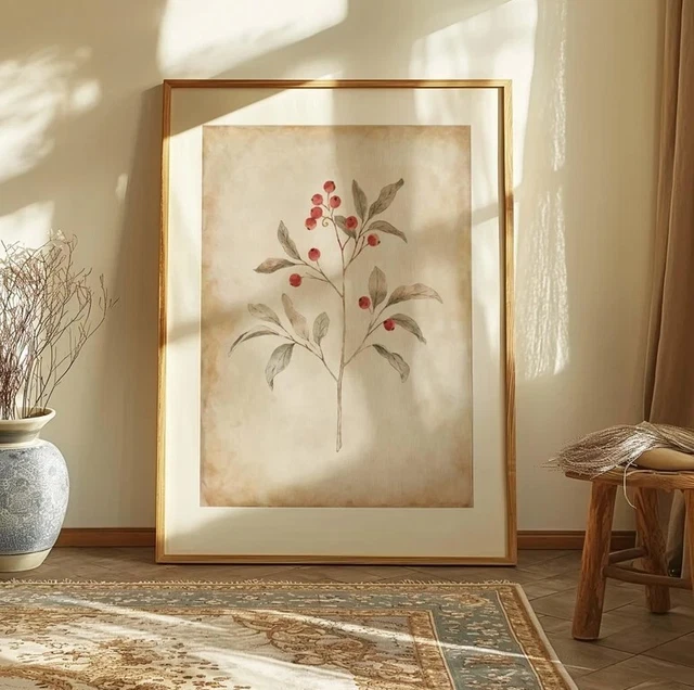 Kna Prints - Printable Poster | Holly Branch Art Print For Home Decor ...