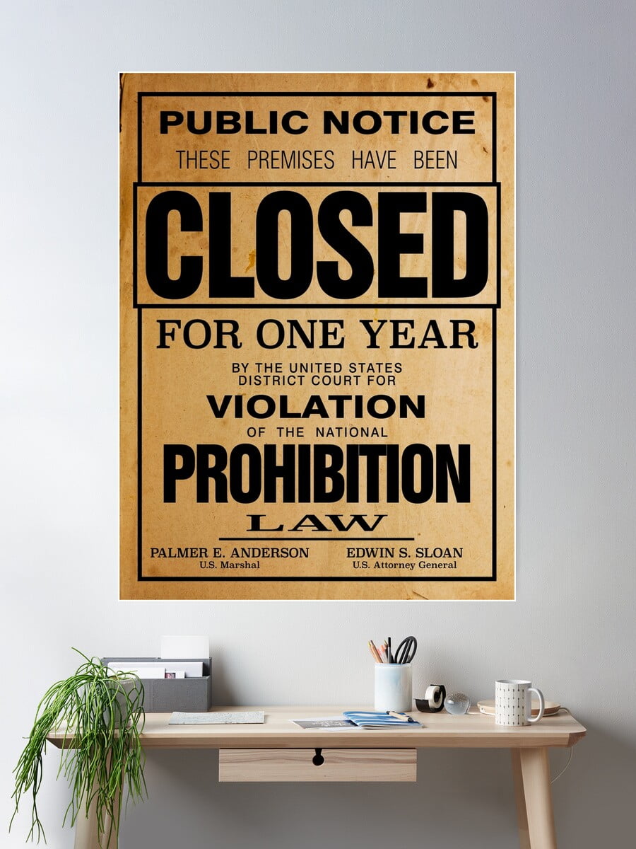 Kna Prints - Prohibition Poster Or Print Reproduction Poster, UNFRAMED ...