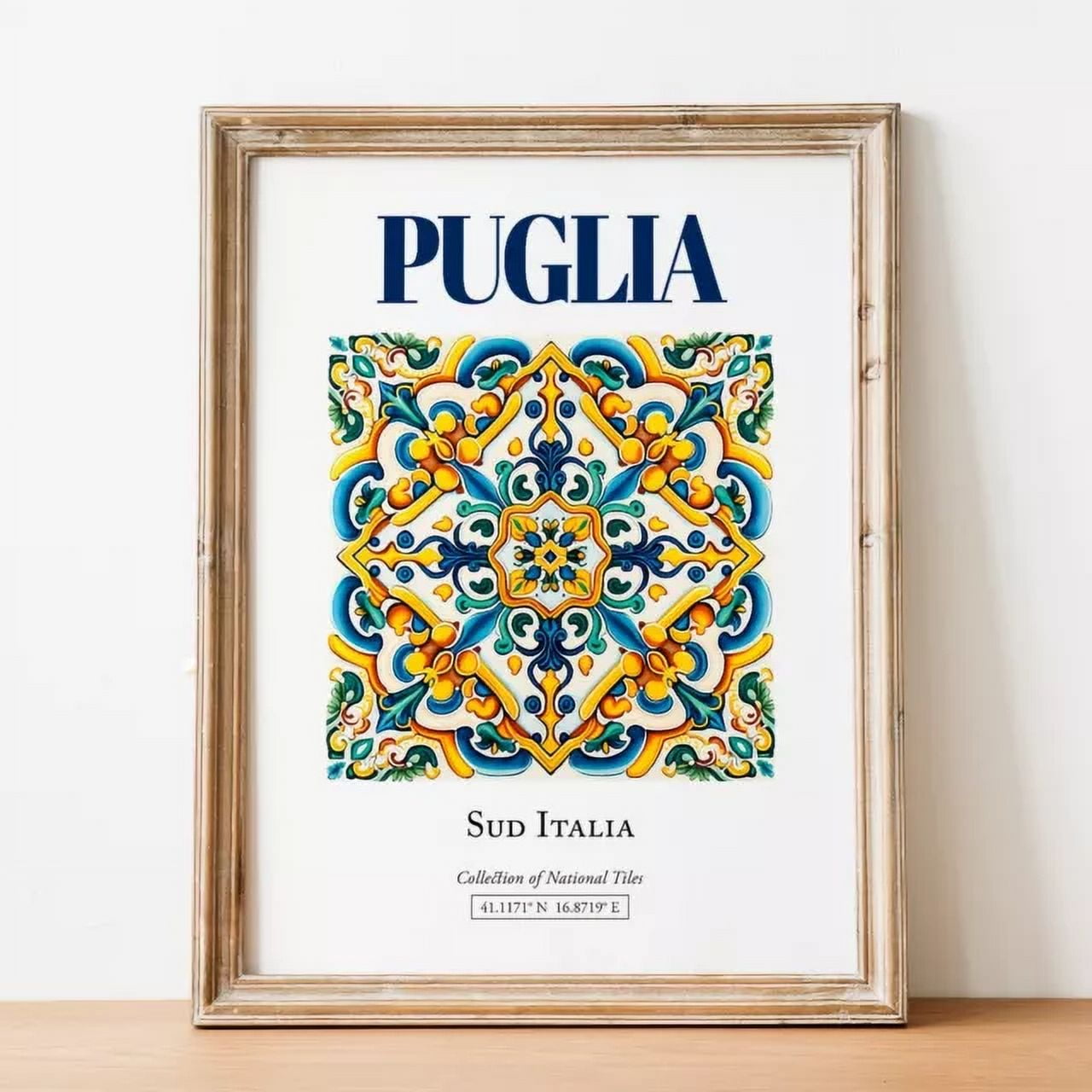 Kna Prints - Puglia Maiolica Tile Print, Italian Folk Tile Wall Art ...