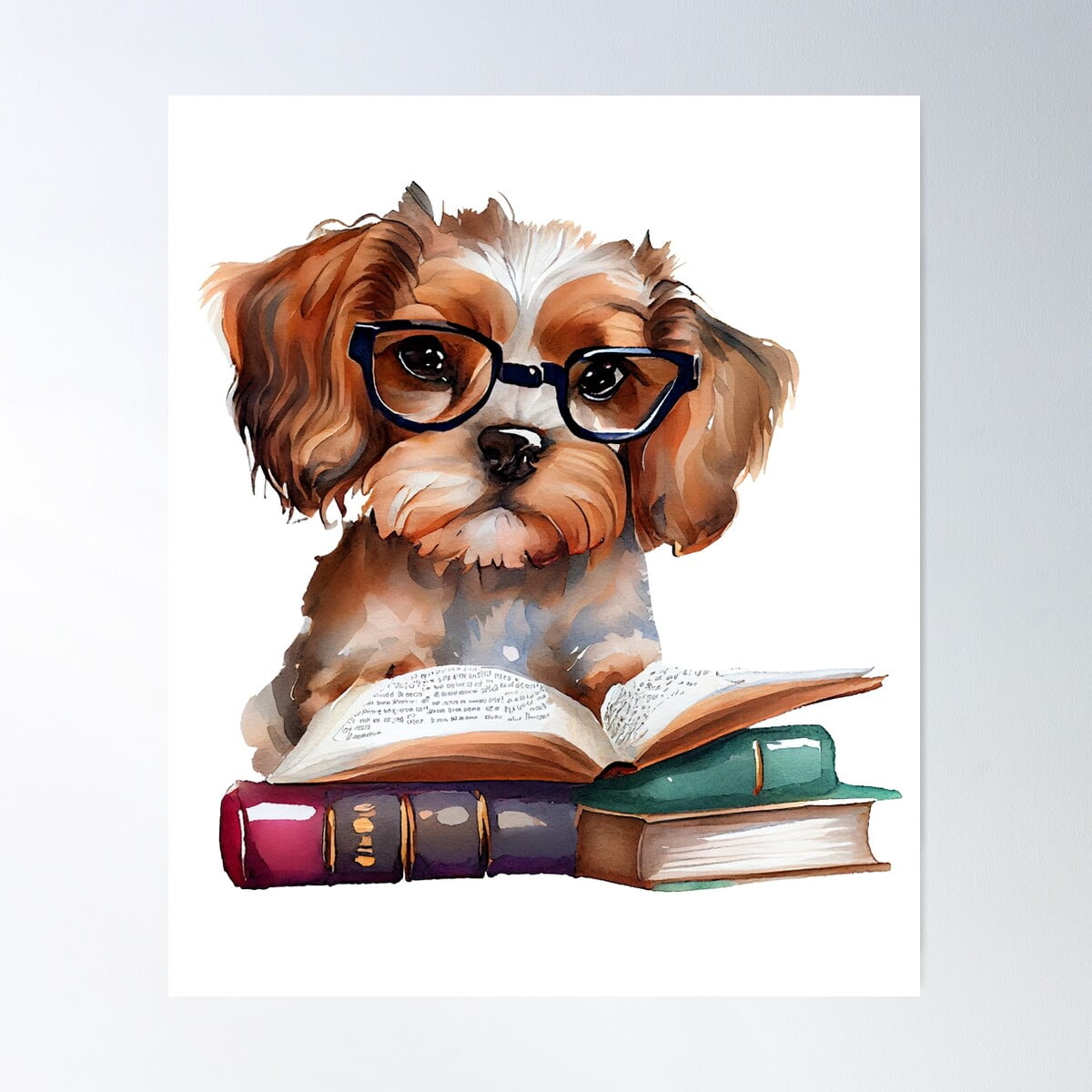 Kna Prints - Puppy Reading Book Poster , UNFRAMED-8x12 - Walmart.com