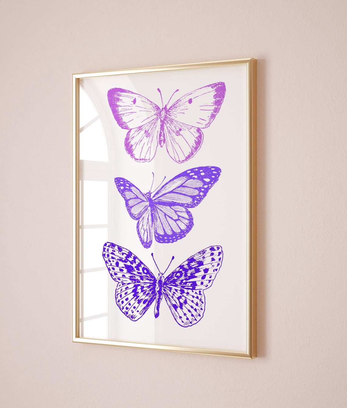 Kna Prints - Purple White Butterfly Poster Print, Butterfly Wall Art ...