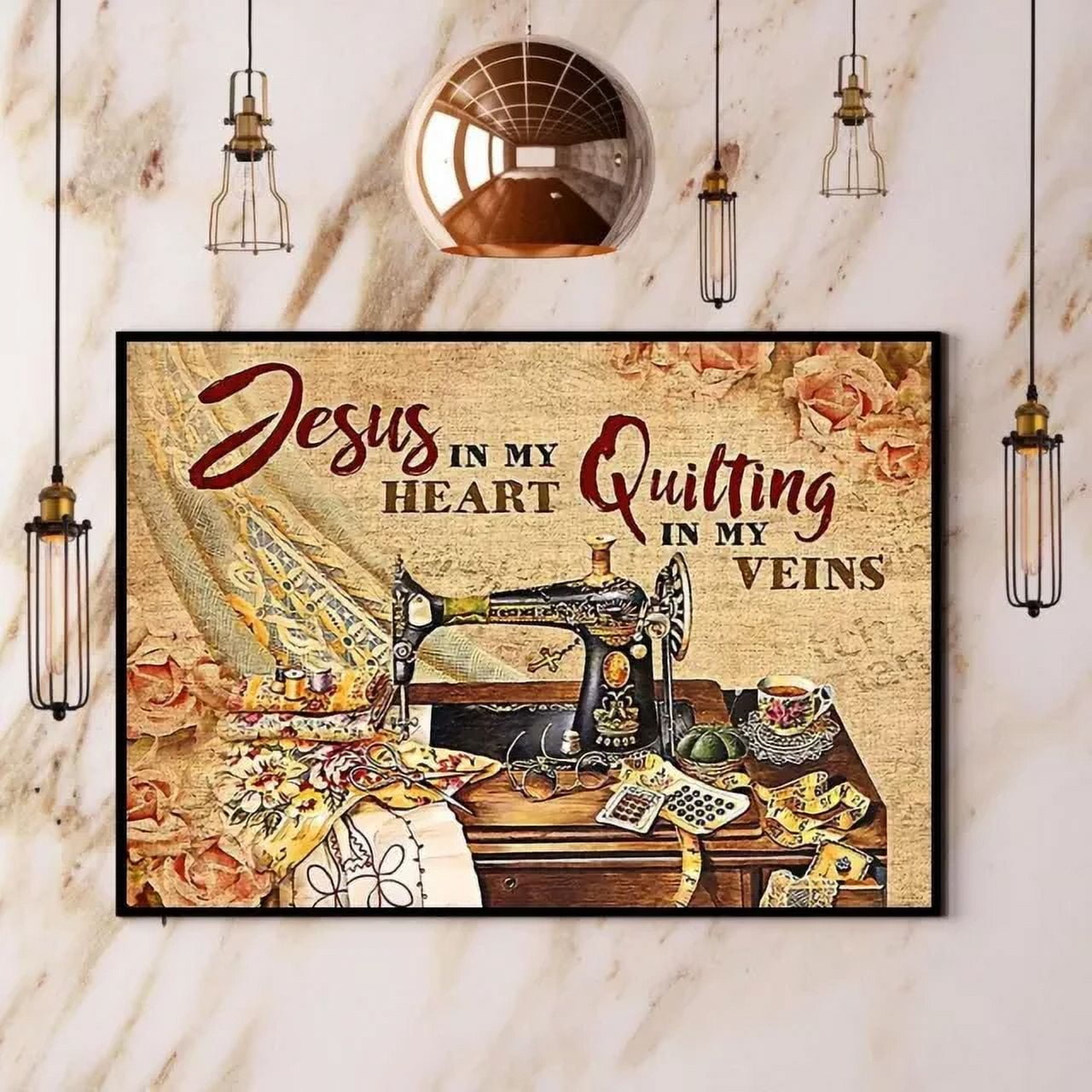 Kna Prints - Quilting Jesus In My Heart Quilting In My Veins Paper Poster Matte Post - Kir 8247 ...