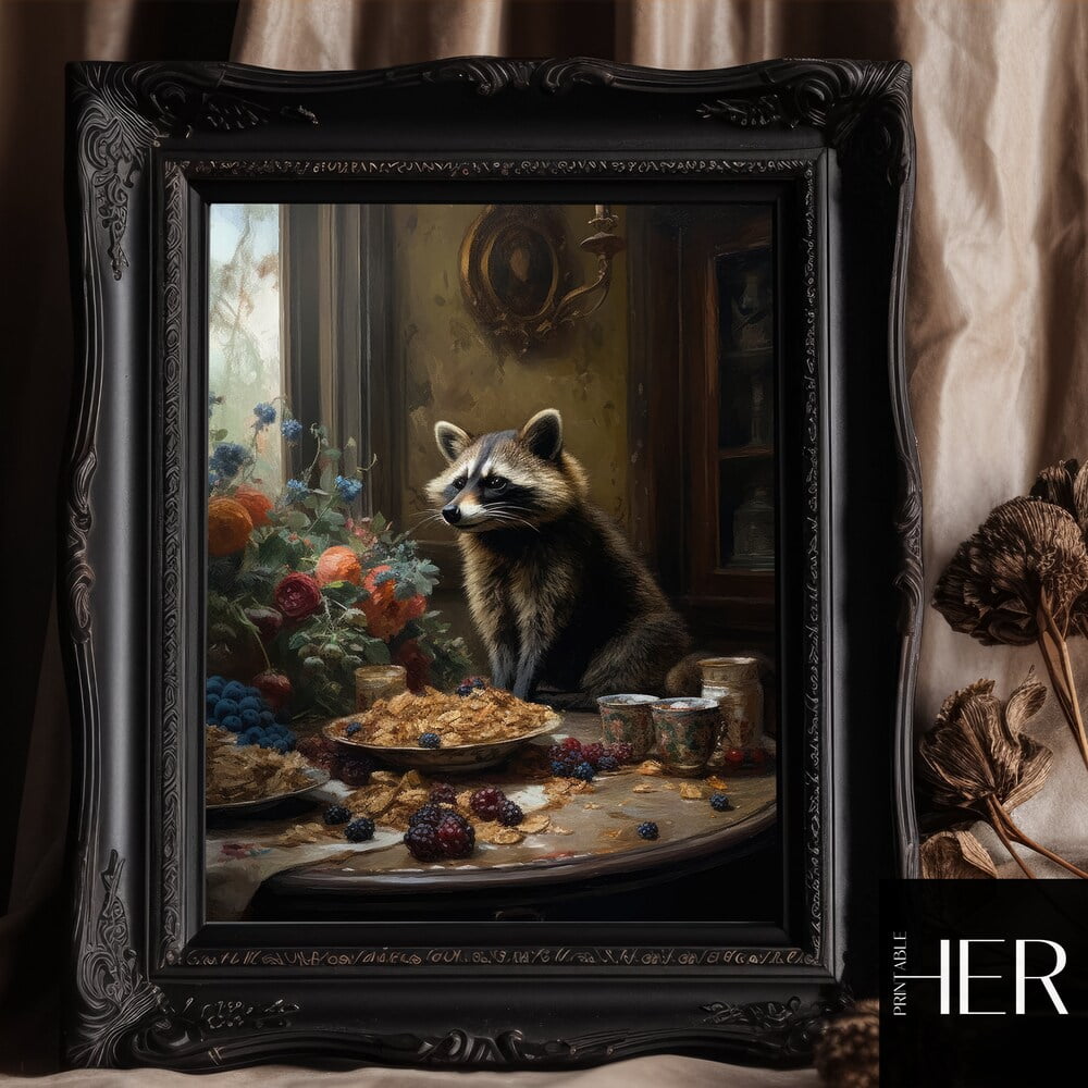 Kna Prints - Raccoon Breakfast Victorian Mansion Dark Cottagecore ...