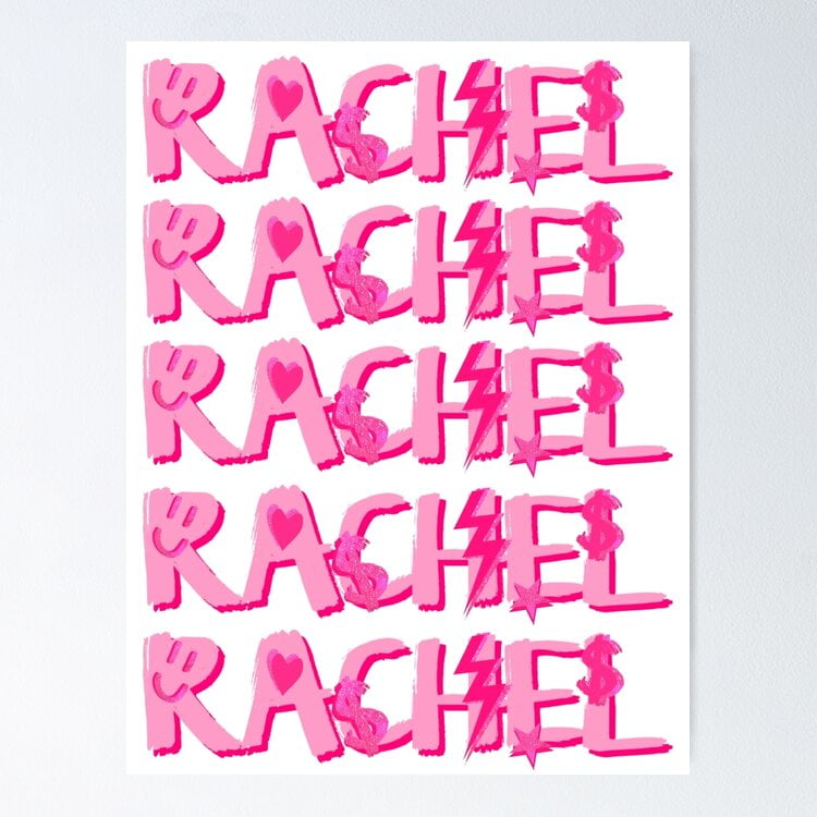 Kna Prints - Rachel Name - Pink Poster, UNFRAMED-12x18 - Walmart.com