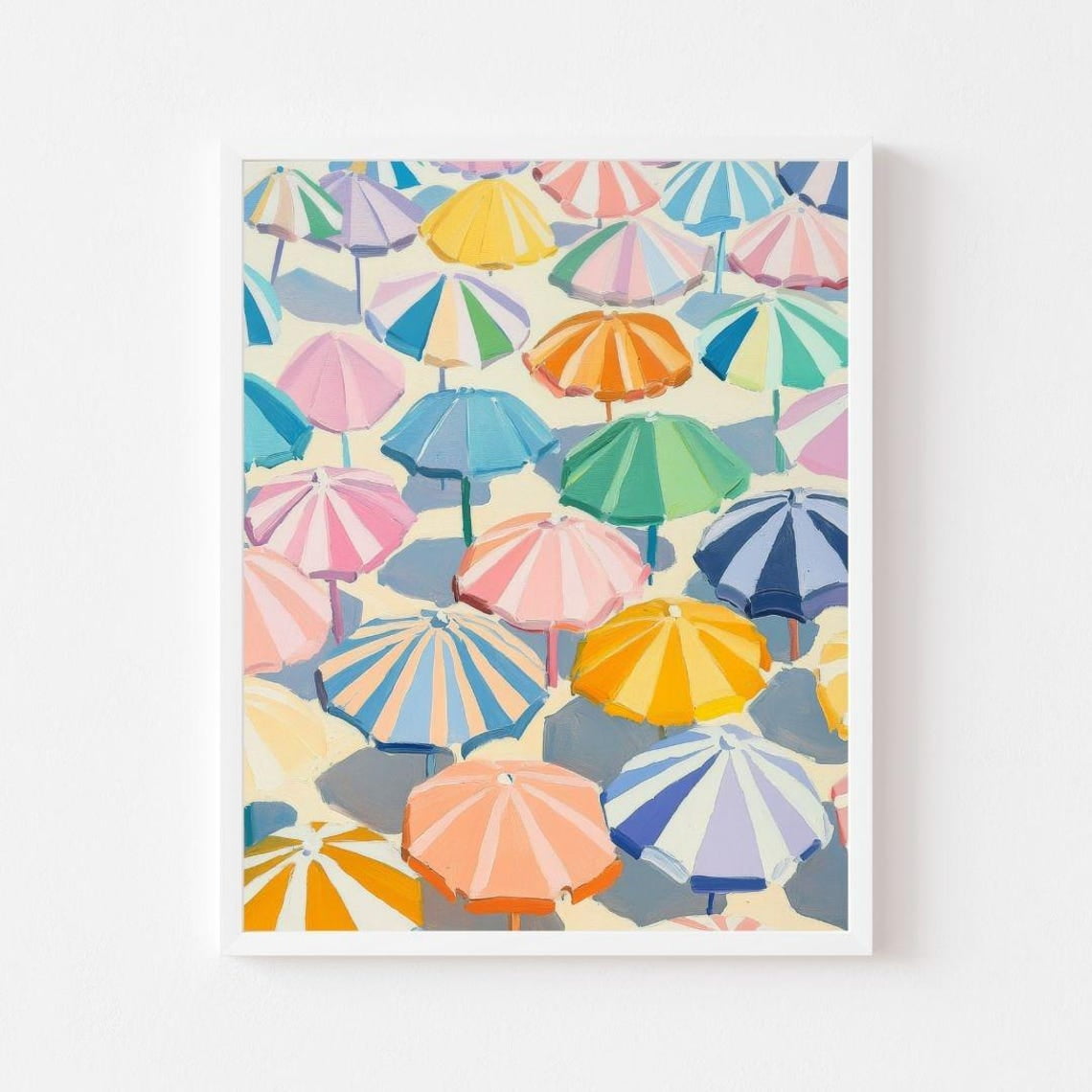 Kna Prints - Rainbow Beach Umbrella Painting Colorful Coastal Kid'S ...