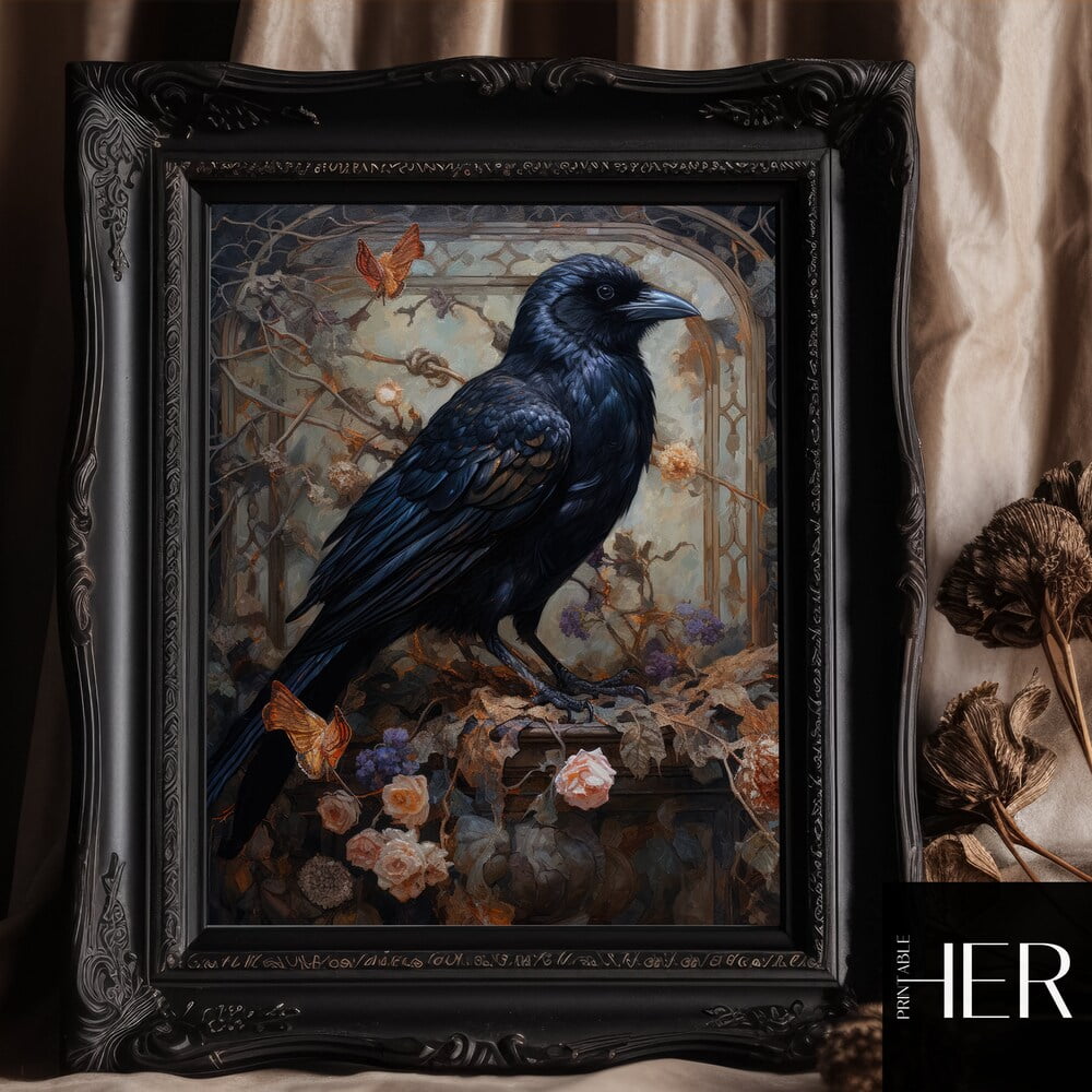 Kna Prints - Raven N Flowers In Victorian Mansion Dark Cottagecore ...