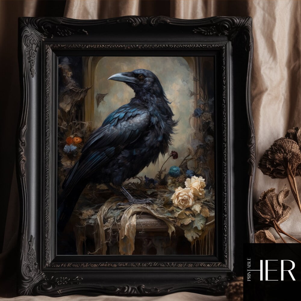 Kna Prints - Raven In Old Victorian Mansion Dark Cottagecore Academia ...