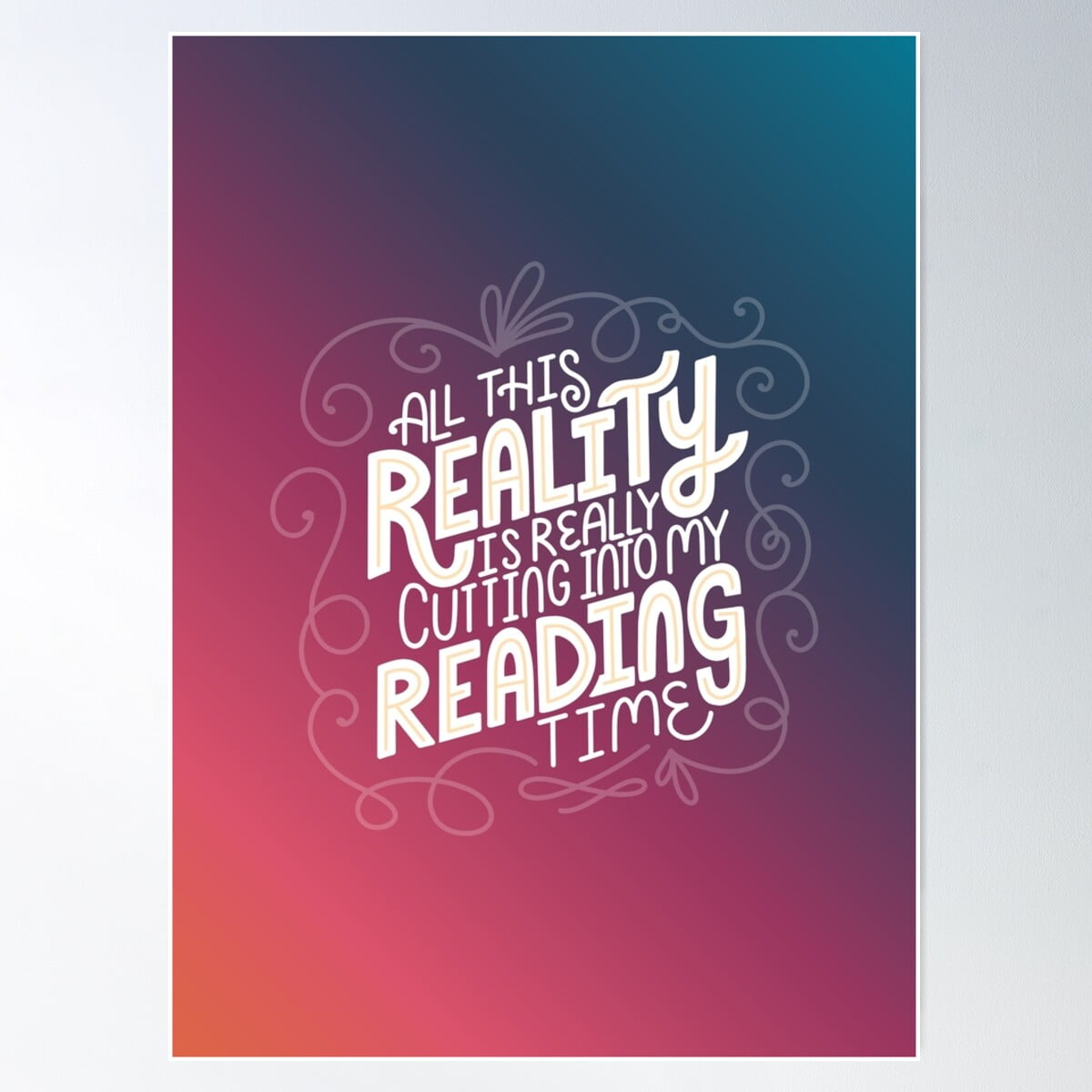 Kna Prints - Read Vs. Reality Typography Reading Quote Rainbow Poster ...