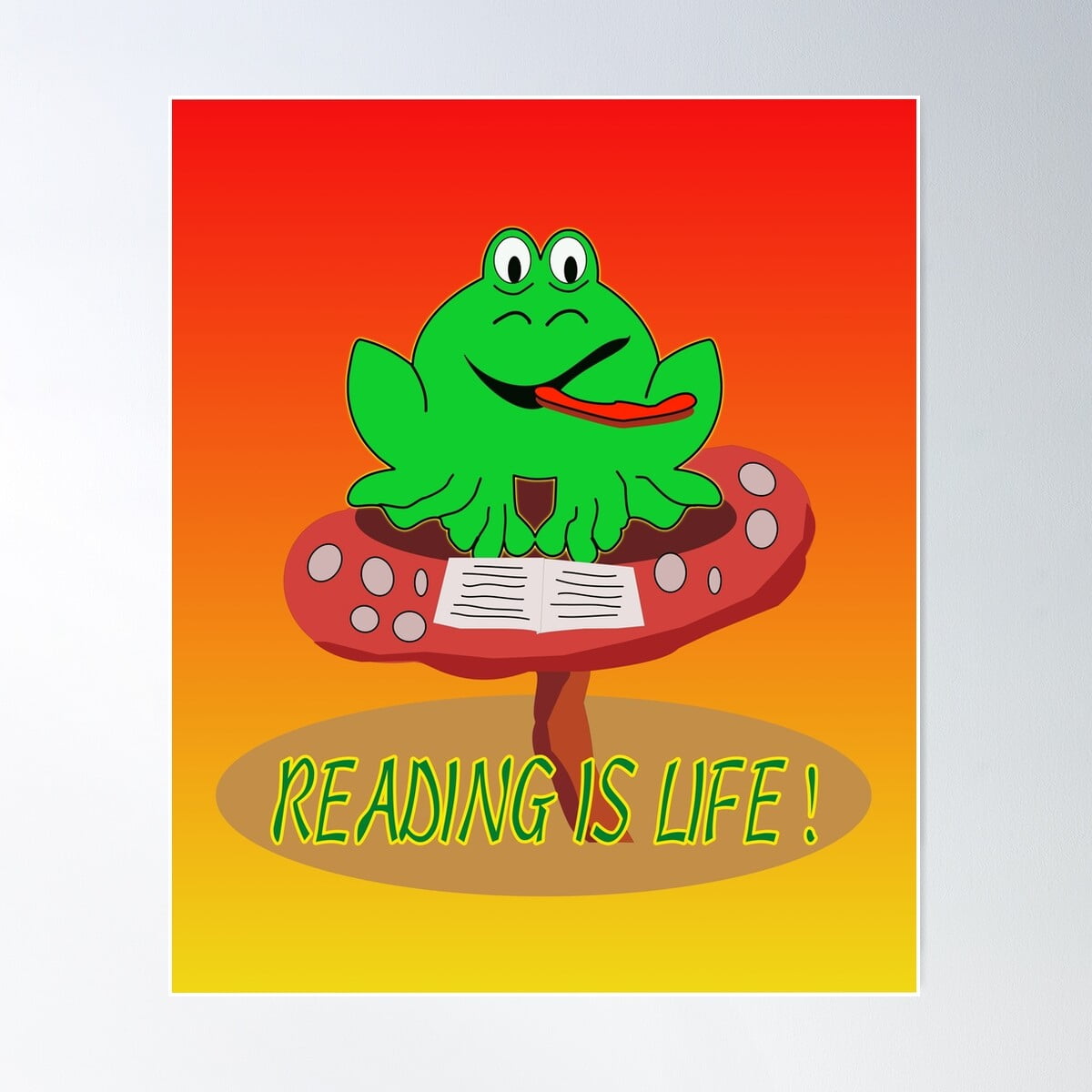Kna Prints - Reading Is Life Frog Poster , UNFRAMED-12x18 - Walmart.com