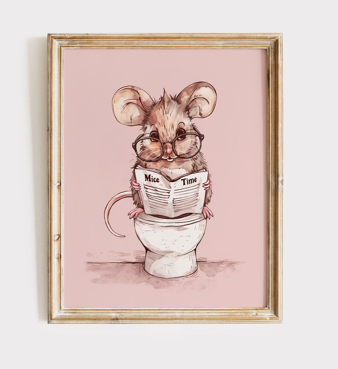 Kna Prints - Reading Mouse Bathroom Art Print, Guest Bathroom Digital ...