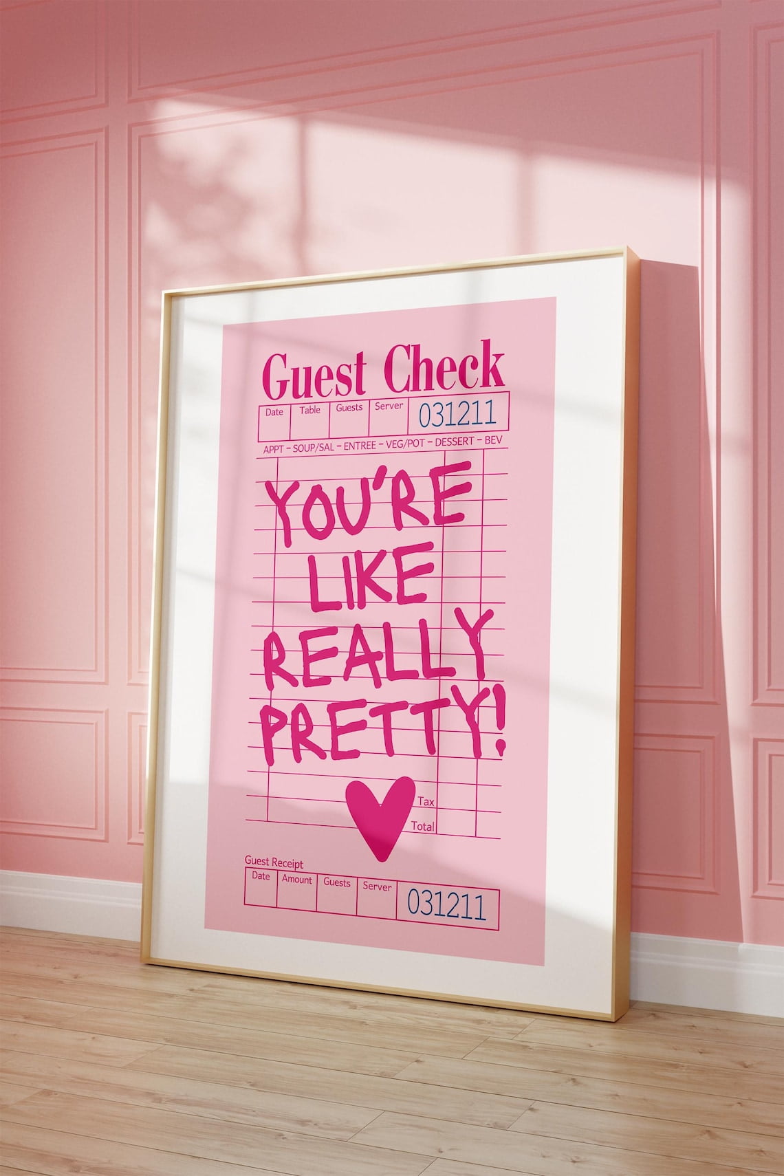Kna Prints - You'Re Really Pretty Trendy Pink Guest Check, Funny Quote For College Dorm Pink ...