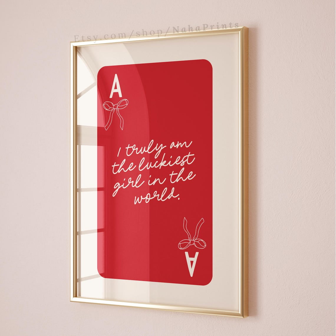 Kna Prints - Red Bows Print Ace Card Lucky Girl Syndrome Poster Preppy ...