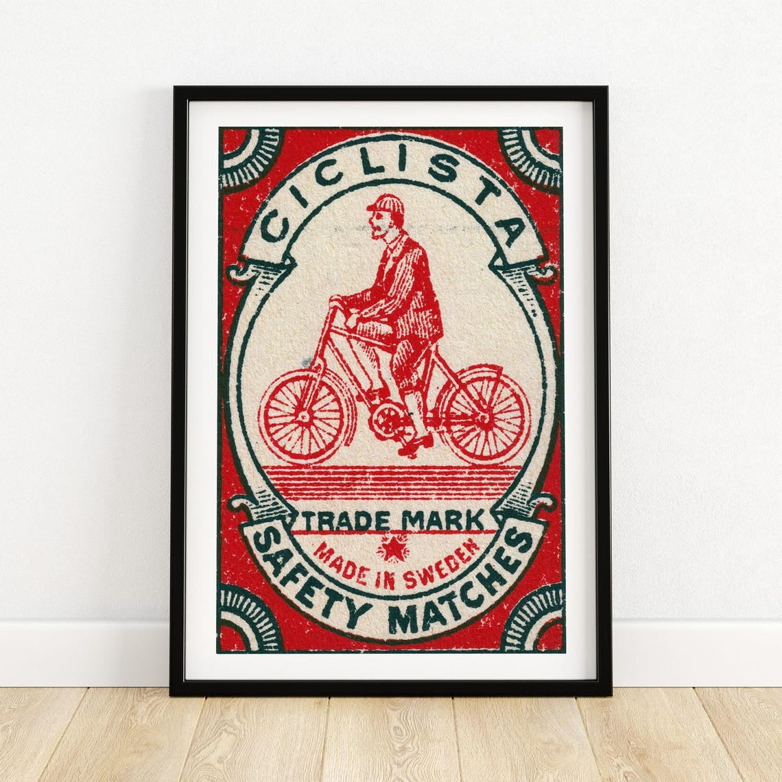 Kna Prints - Red Cycling Gentleman - Matchbox Print - Aesthetic Wall ...