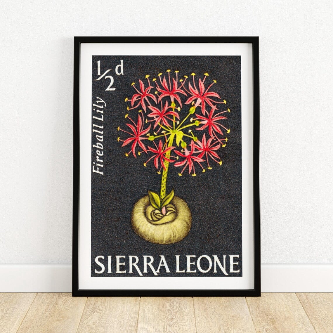Kna Prints - Red Flowers - Vintage Sierra Leone Art - Postage Stamp ...