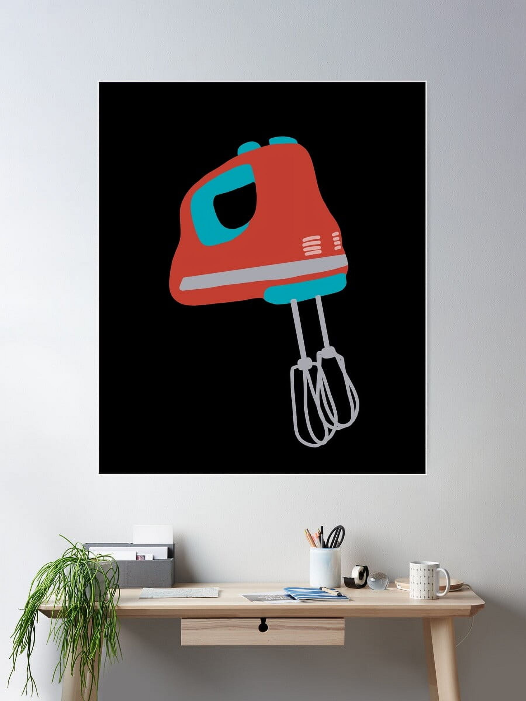 Kna Prints - Red Hand Mixer Poster Wall Art, Modern Wall Decor For ...